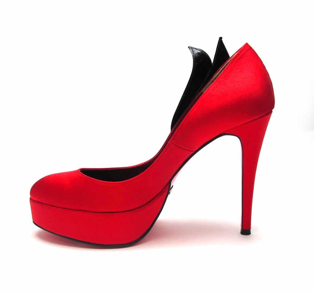 Suecomma Bonnie Red & Black Crystal Leaf Heels - Alila