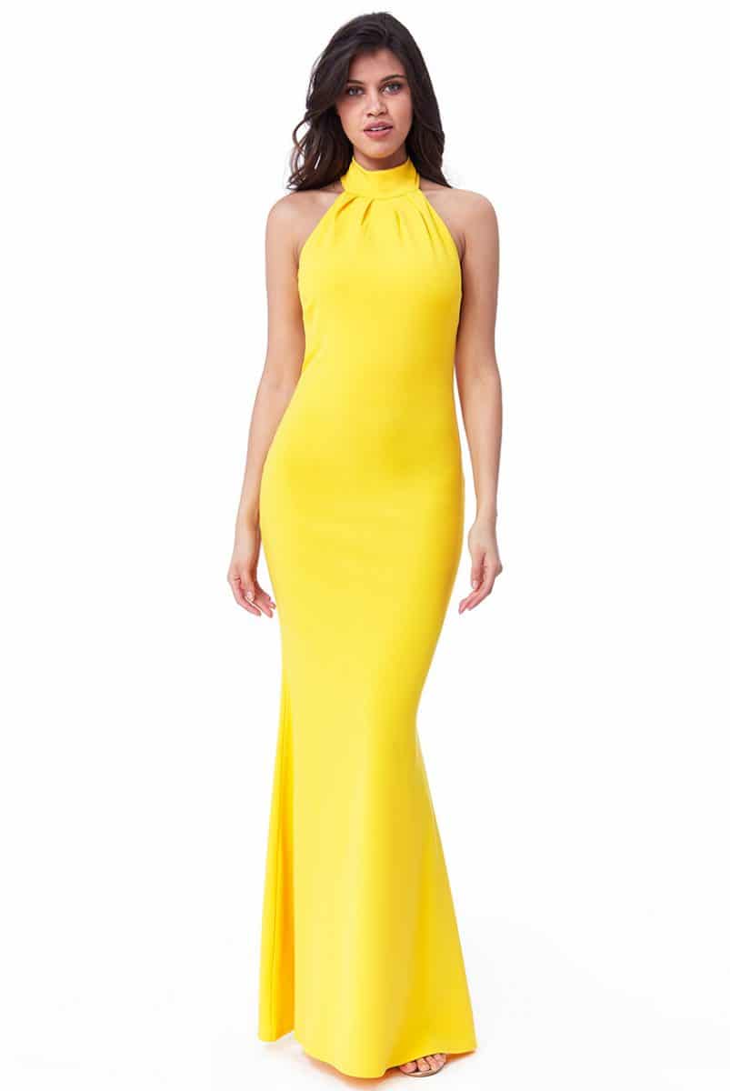 Yellow Open Back Gown - Alila